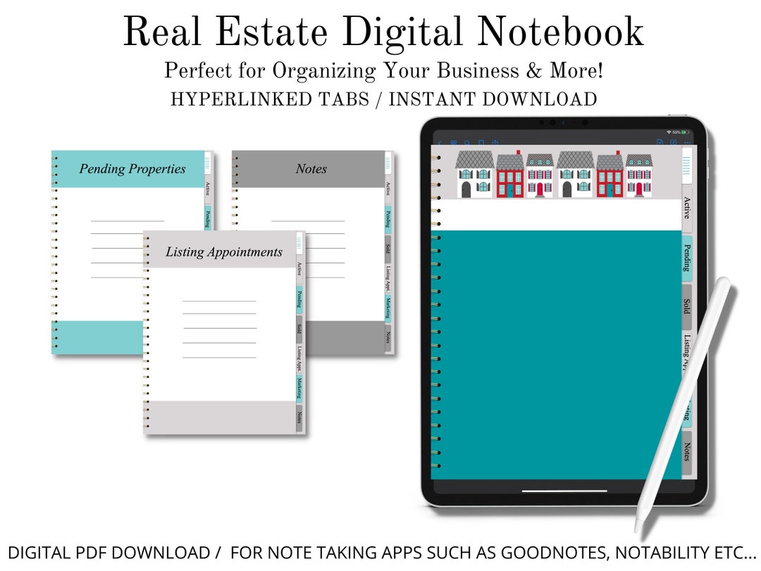 Real Estate Notebook / Digitales Notebook / Hyperlinked Notebook für ...