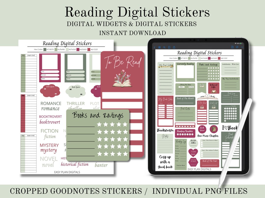 Reading Stickers, Digital Stickers, Stickers, Widgets, Goodnotes ...