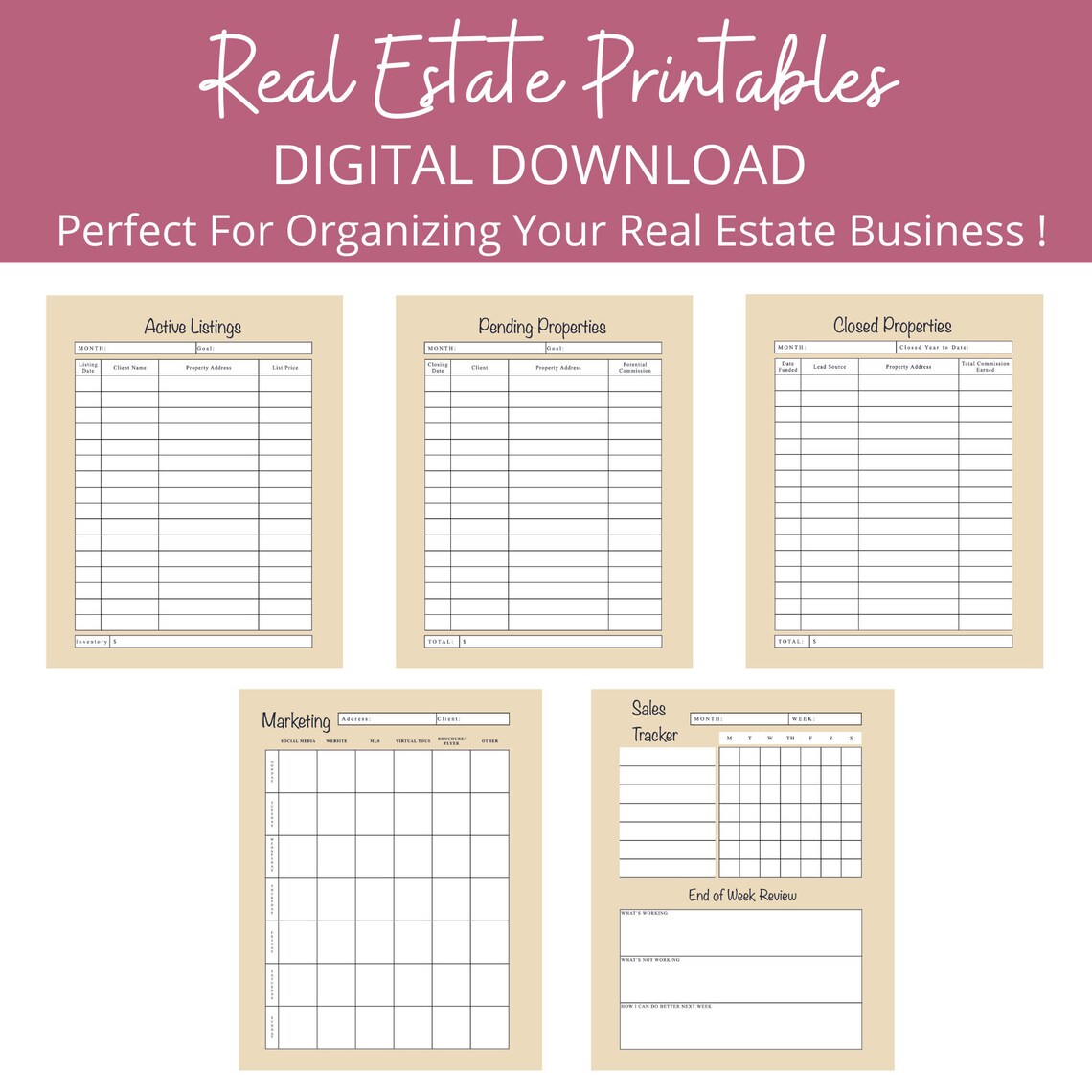 Real Estate Printables / Instant Download / PDF Printables / Listing ...
