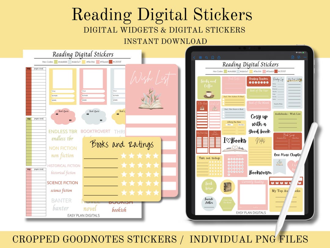 Reading Stickers, Digital Stickers, Stickers, Widgets, Goodnotes ...