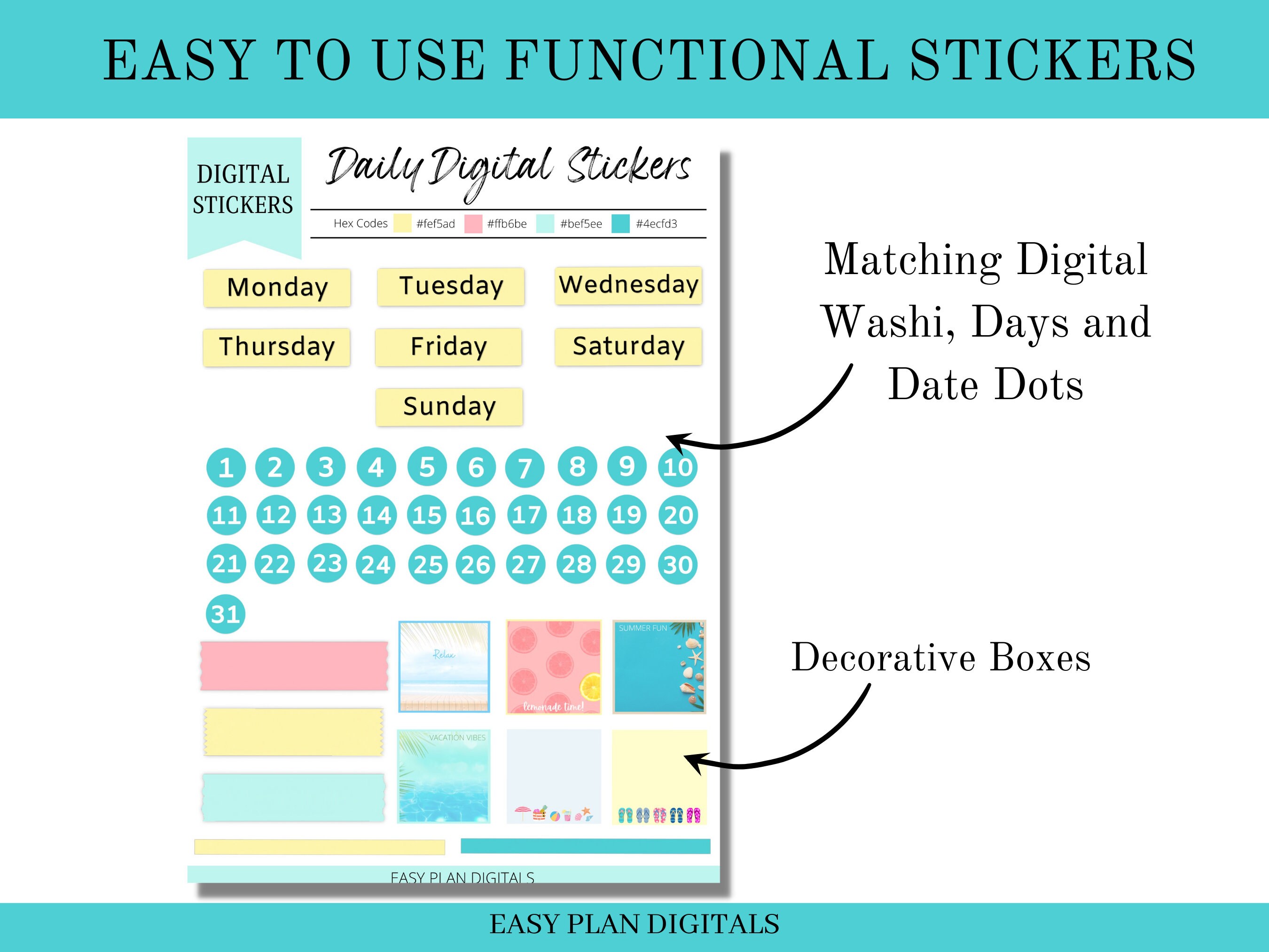 Digital Stickers, Digital Widgets, Date Dots, Planner Stickers, Instant ...