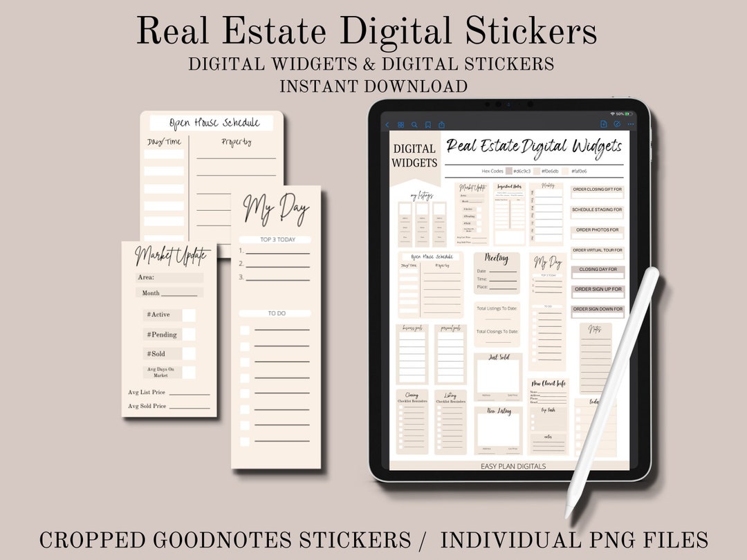 Real Estate Digital Stickers, Stickers, Widgets, Instant Download ...