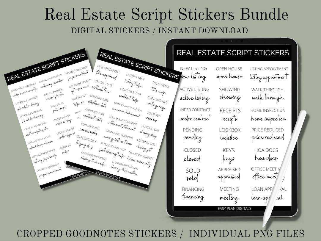 Real Estate Script Stickers, Digital Stickers, Instant Download ...
