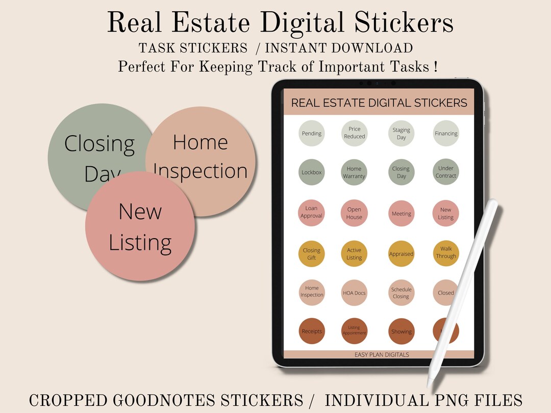 Real Estate Stickers / Digital Stickers / Task Stickers / Cropped ...