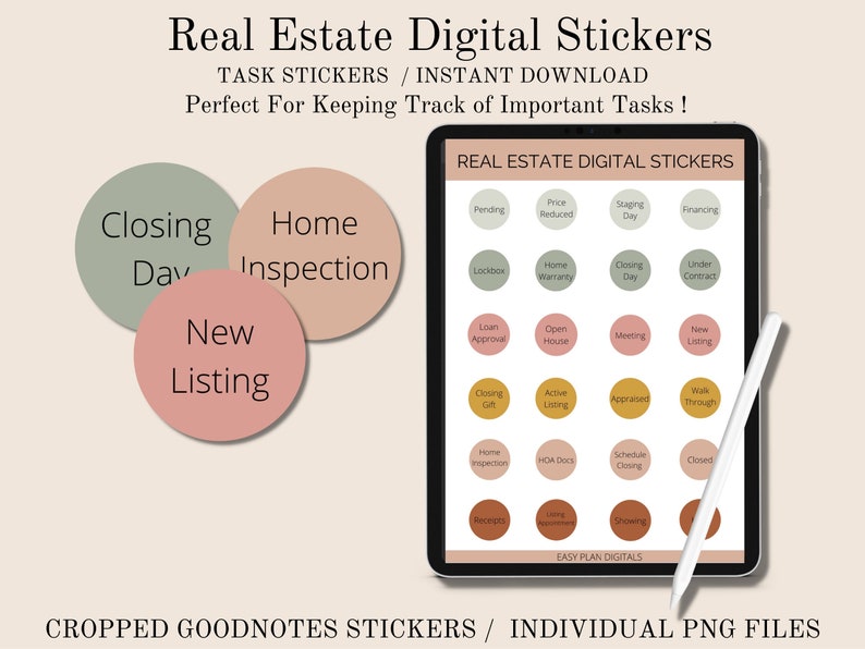 Real Estate Stickers / Digital Stickers / Task Stickers / Cropped ...