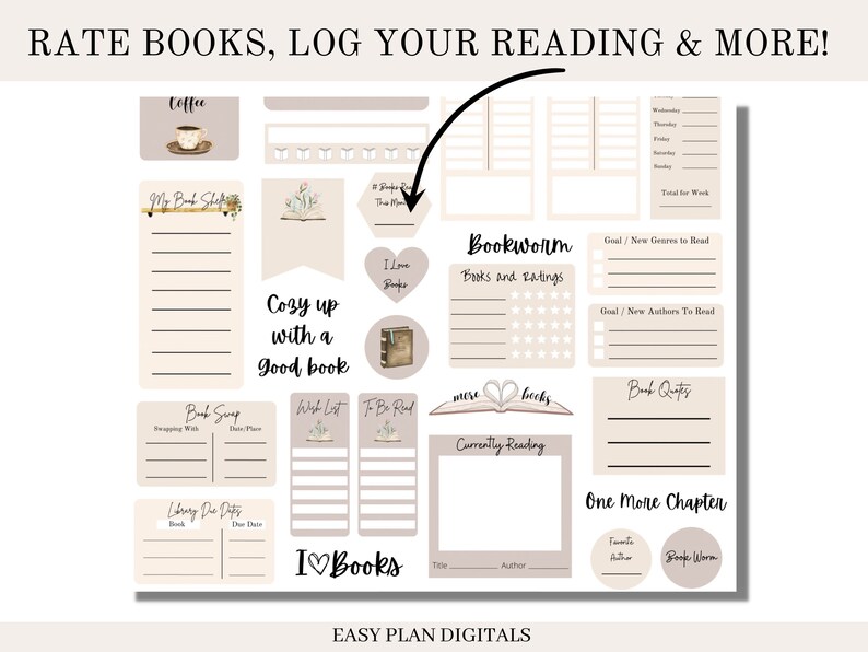 Reading Stickers, Digital Stickers, Stickers, Widgets, Goodnotes ...