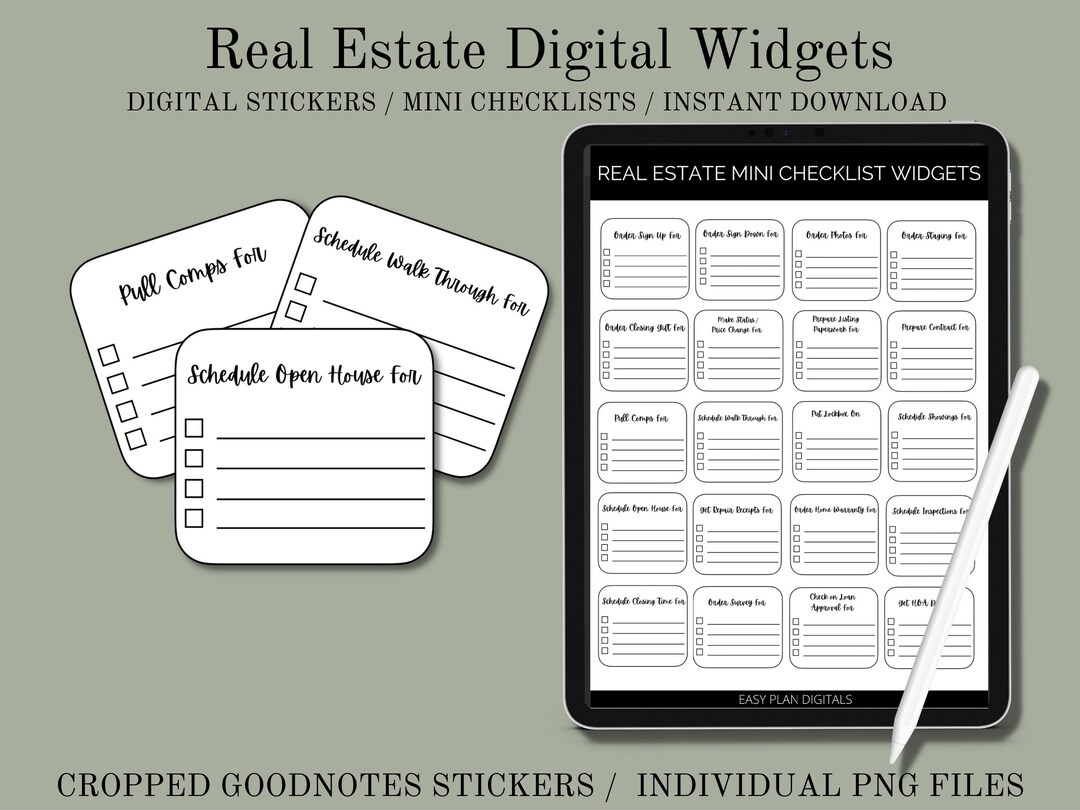 Real Estate Widgets / Mini Checklists / Digital Stickers / Real Estate ...