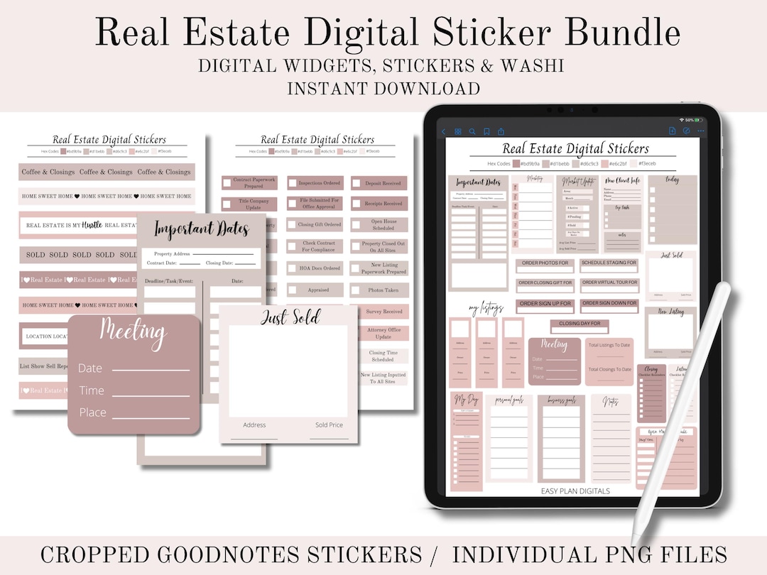 Real Estate Digital Stickers, Digital Stickers, Washi, Stickers ...