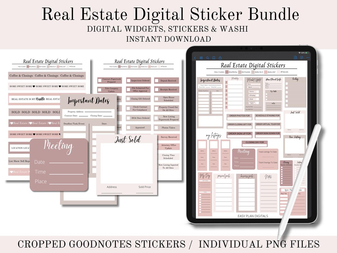 Real Estate Digital Stickers, Digital Stickers, Washi, Stickers ...
