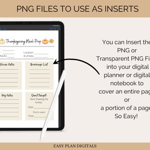 Thanksgiving Meal Prep Printables / Digital Inserts / PDF Files / PNG ...