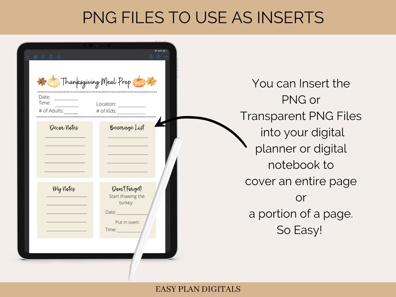 Thanksgiving Meal Prep Printables / Digital Inserts / PDF Files / PNG ...