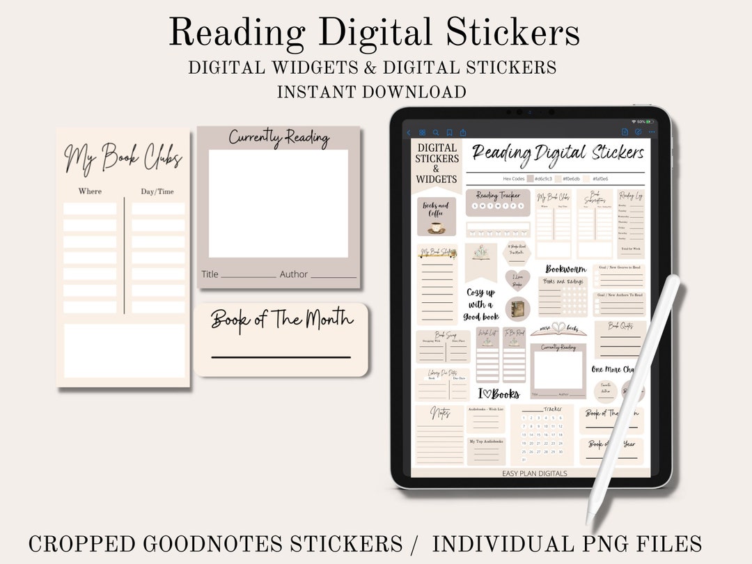 Reading Stickers, Digital Stickers, Stickers, Widgets, Goodnotes ...