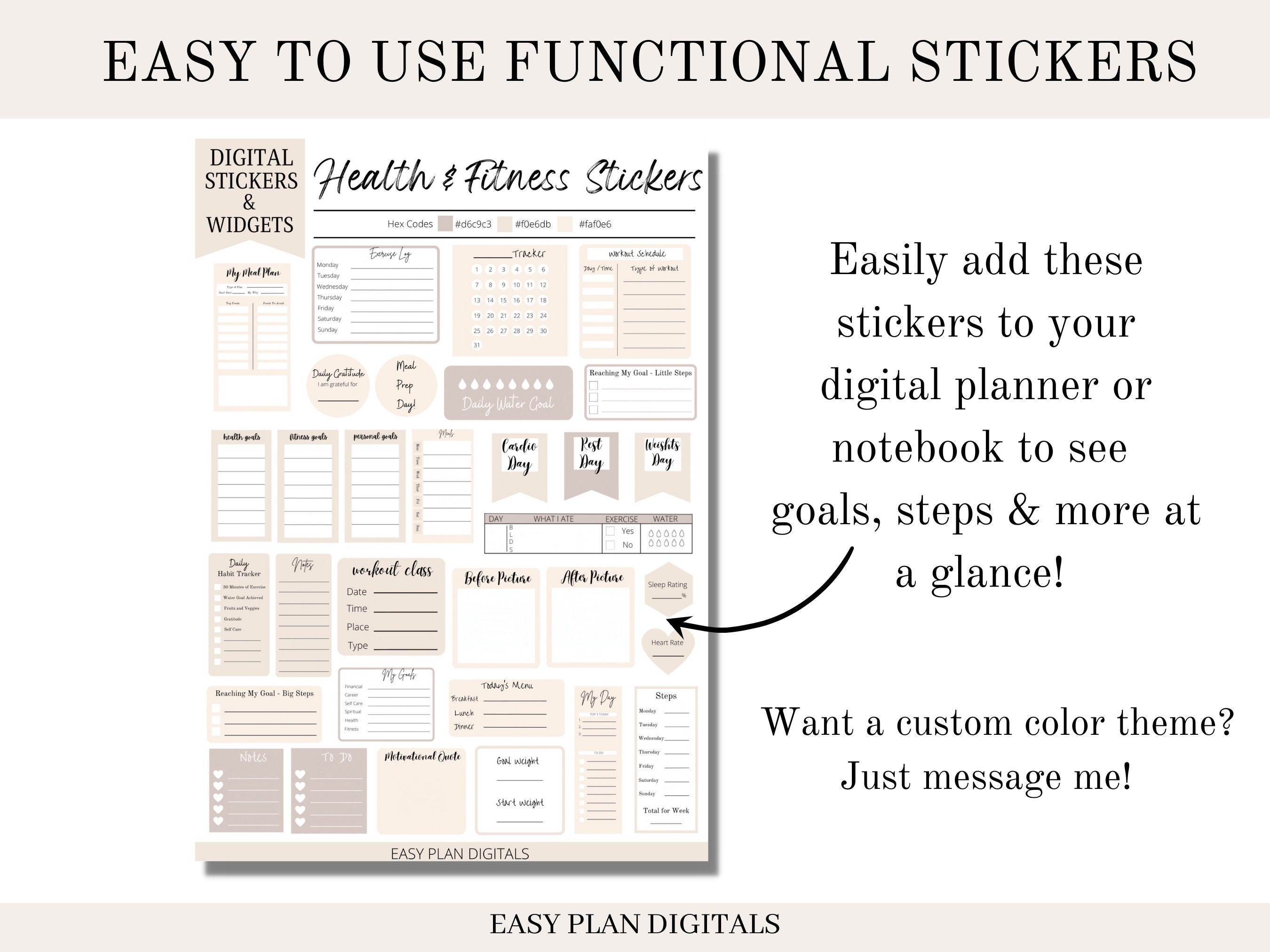 Stickers Digital, Health and Fitness Stickers, Digital Widgets, Instant ...