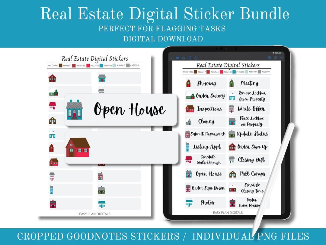 Real Estate Stickers, Digital Stickers, Digital Download, Cropped ...
