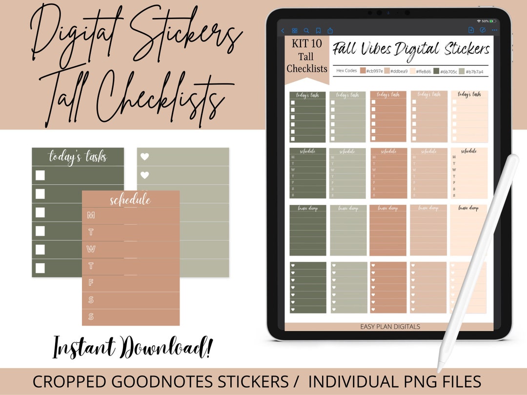 Checklist Stickers / Digital Stickers / Instant Download / Cropped ...