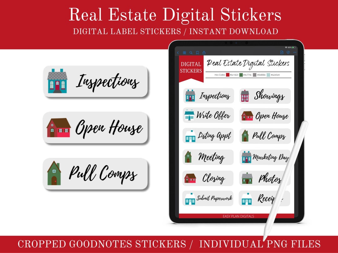 Real Estate Digital Labels, Digital Stickers, Stickers, Instant ...