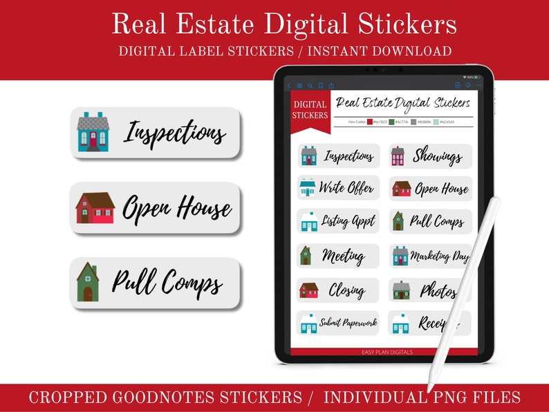 Real Estate Digital Labels, Digital Stickers, Stickers, Instant ...
