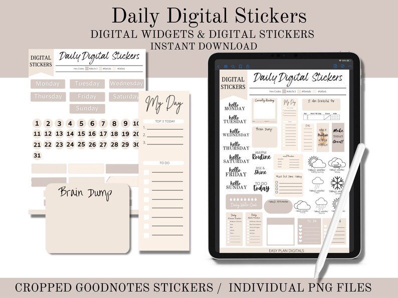 Digital Stickers, Widgets, Stickers, Date Dots, Instant Download ...