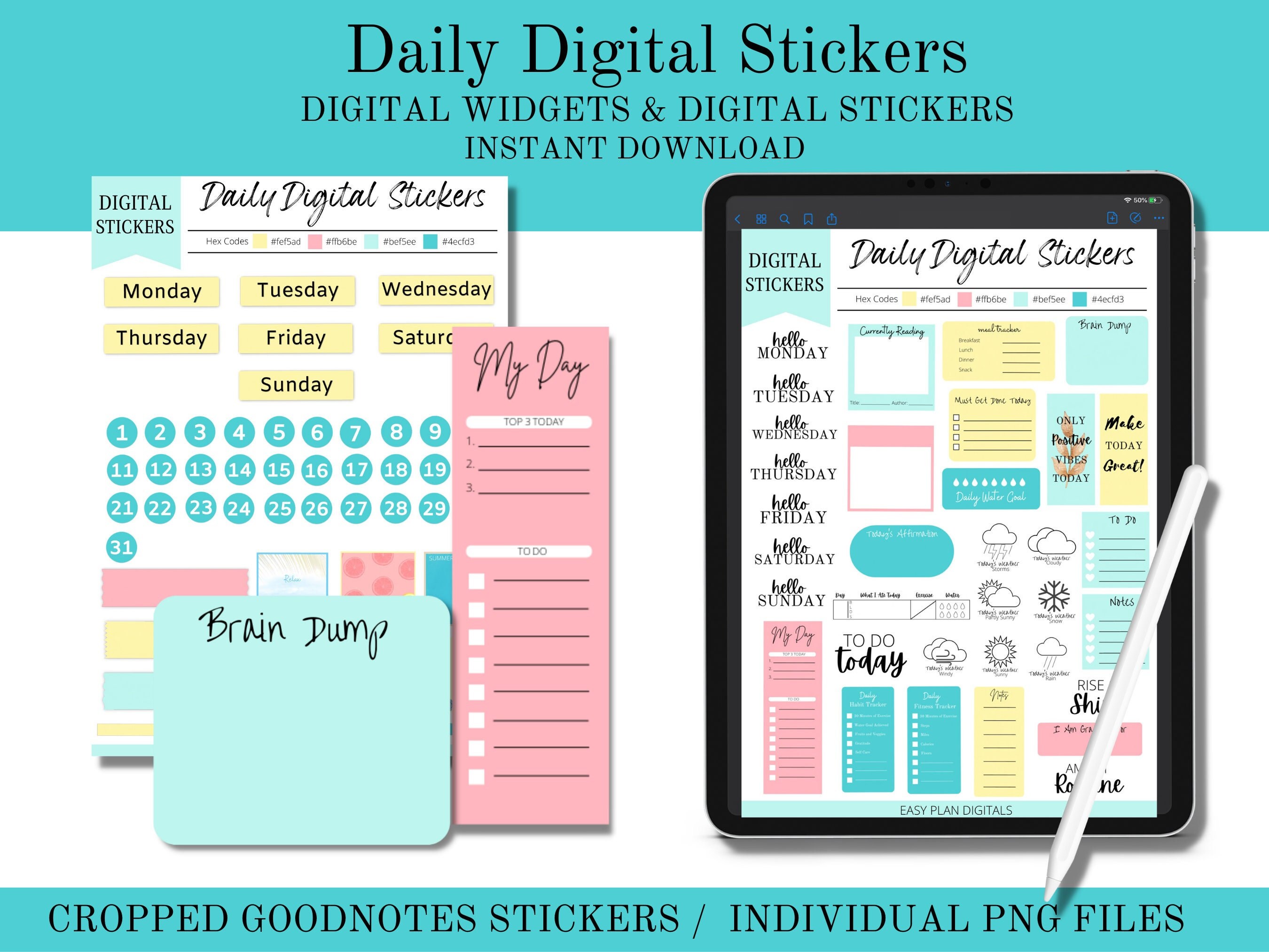 Digital Stickers, Digital Widgets, Date Dots, Planner Stickers, Instant ...