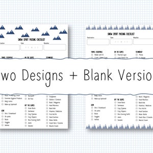 Snow Sport Vacation Packing Checklist - Mountain - Etsy