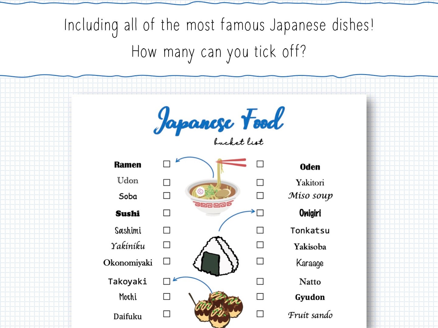 Japanese Food Bucket List Printable + Restaurant Phrases PDF - Etsy