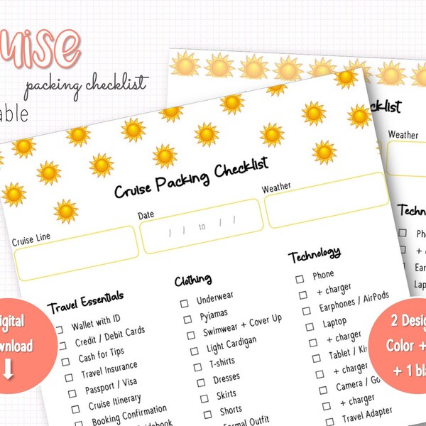 Cruise Packing Checklist - Etsy