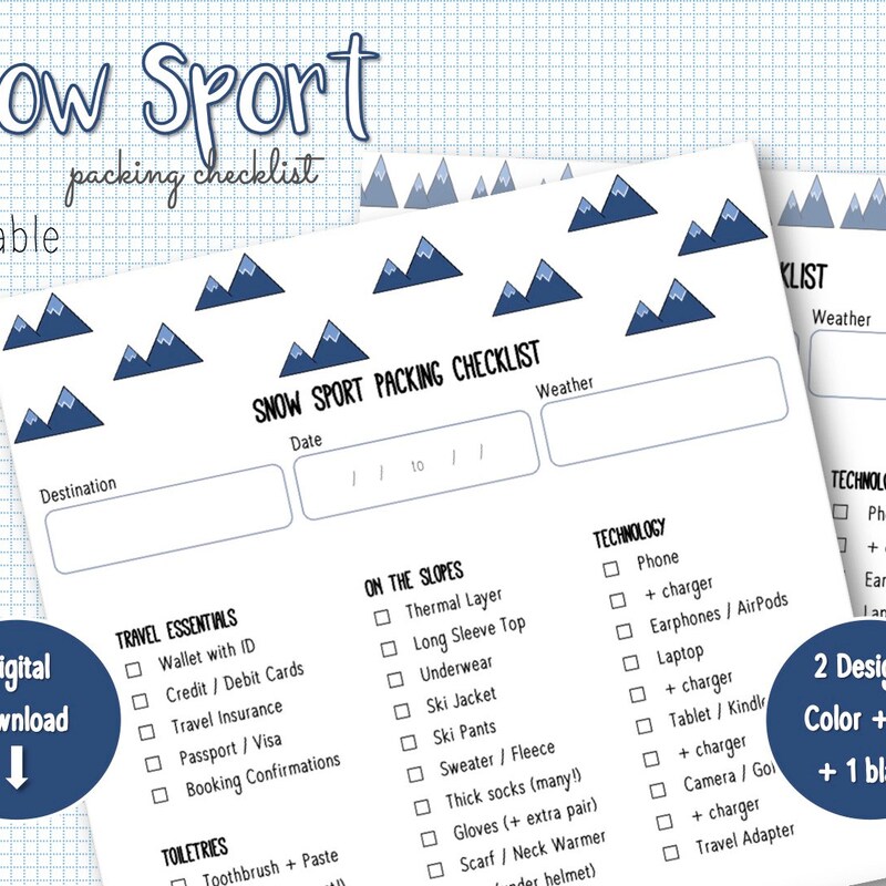 Ski Trip Packing List - Etsy