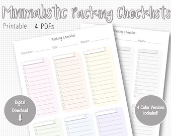 Printable Themed Blank Packing Checklists Bundle | Etsy