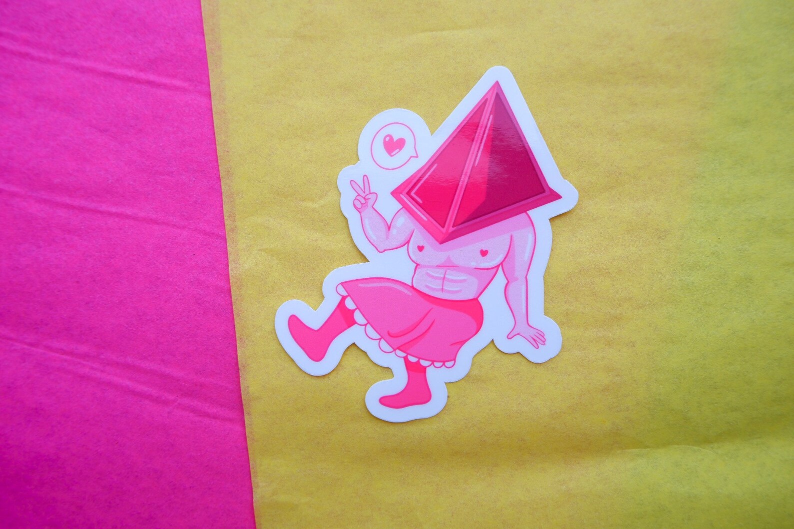 Pastel Pink Pyramid Head Sticker | Etsy