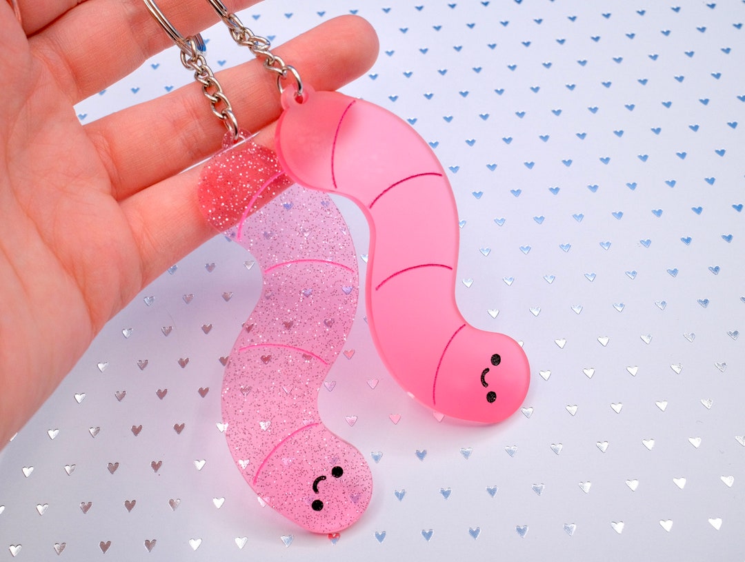 Cute Worm Acrylic Keychain - Etsy