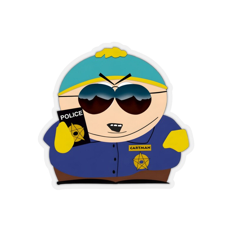 Cartman Cop respect My Authority Meme Kiss-cut Sticker South Park ...