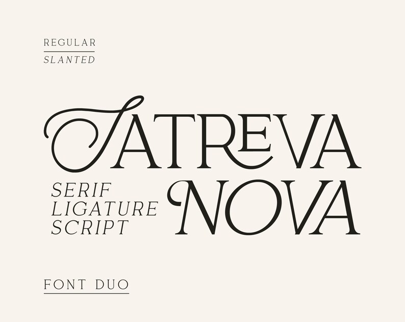 Satreva Nova Font Duo, Serif Font, Calligraphy Font, Stylish Font, Ligature Font, Logo Font ...