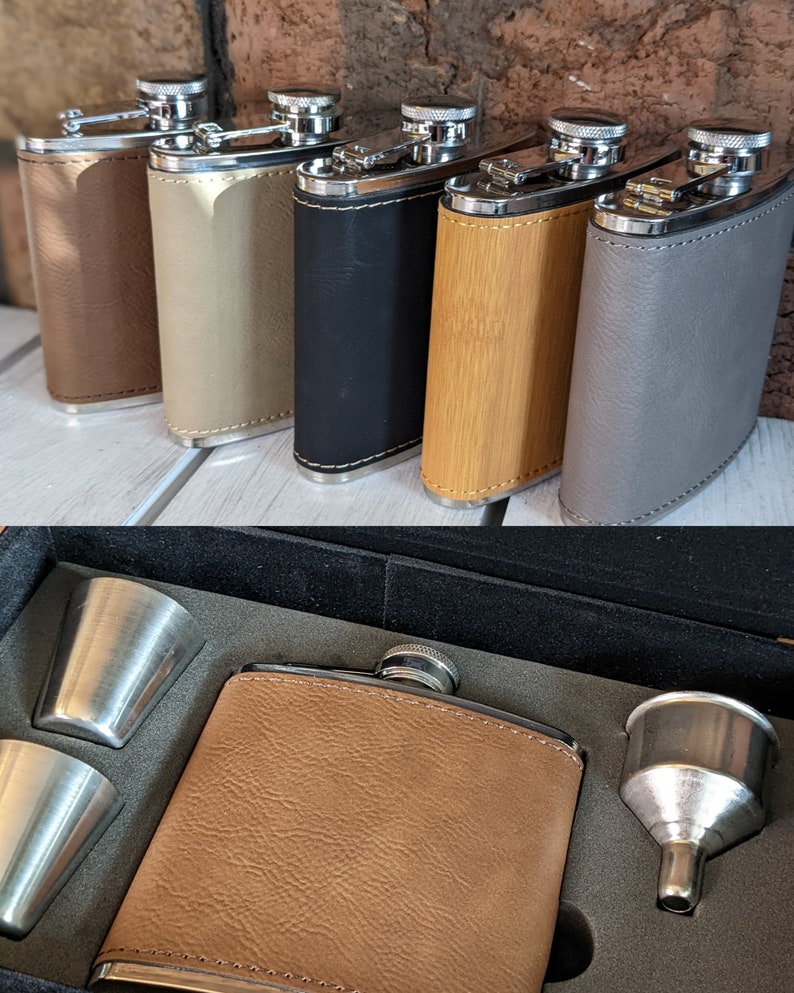 Personalized Flask Set Leather Hip Flask Best Man Flask | Etsy