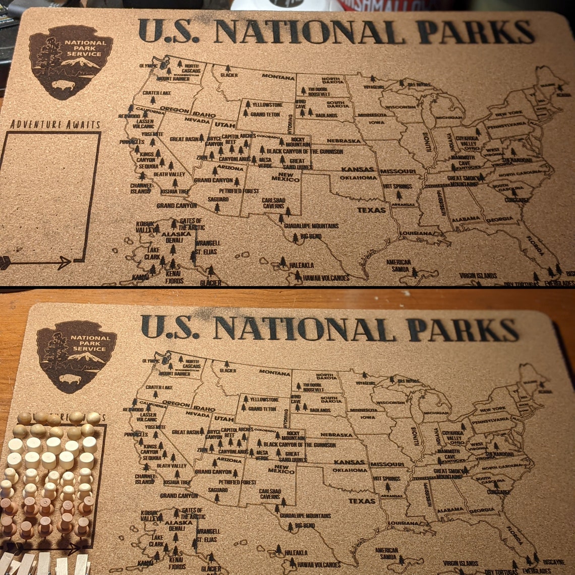 US National Parks Push Pin Map All 69 Parks Laser - Etsy