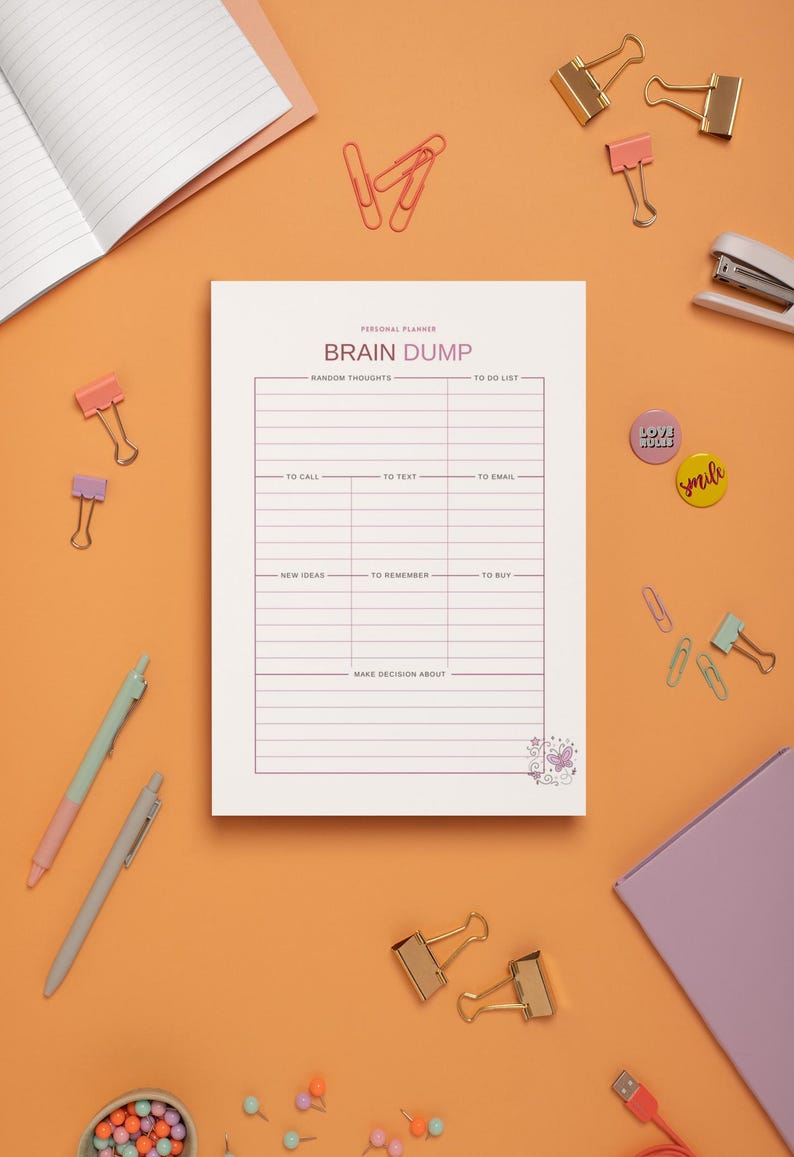 Whimsical Brain Dump Template: Printable Mind Unwind Worksheet (PDF ...