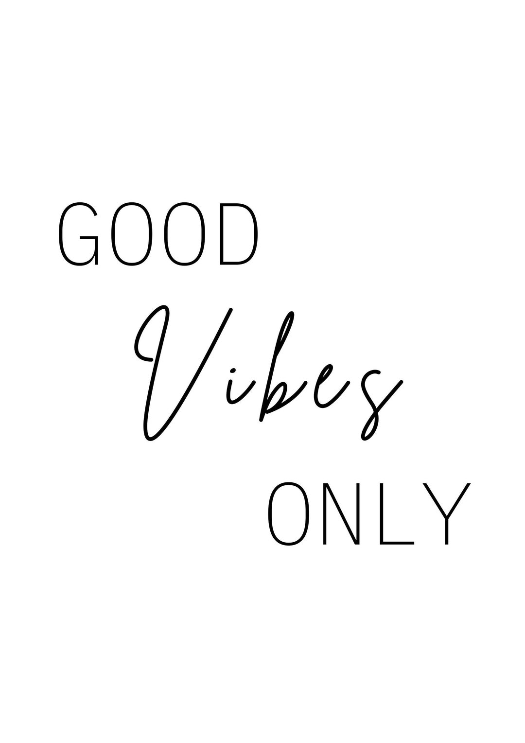 Póster con frase "Good Vibes Only" (Solo buenas vibras): estilo de vida ...