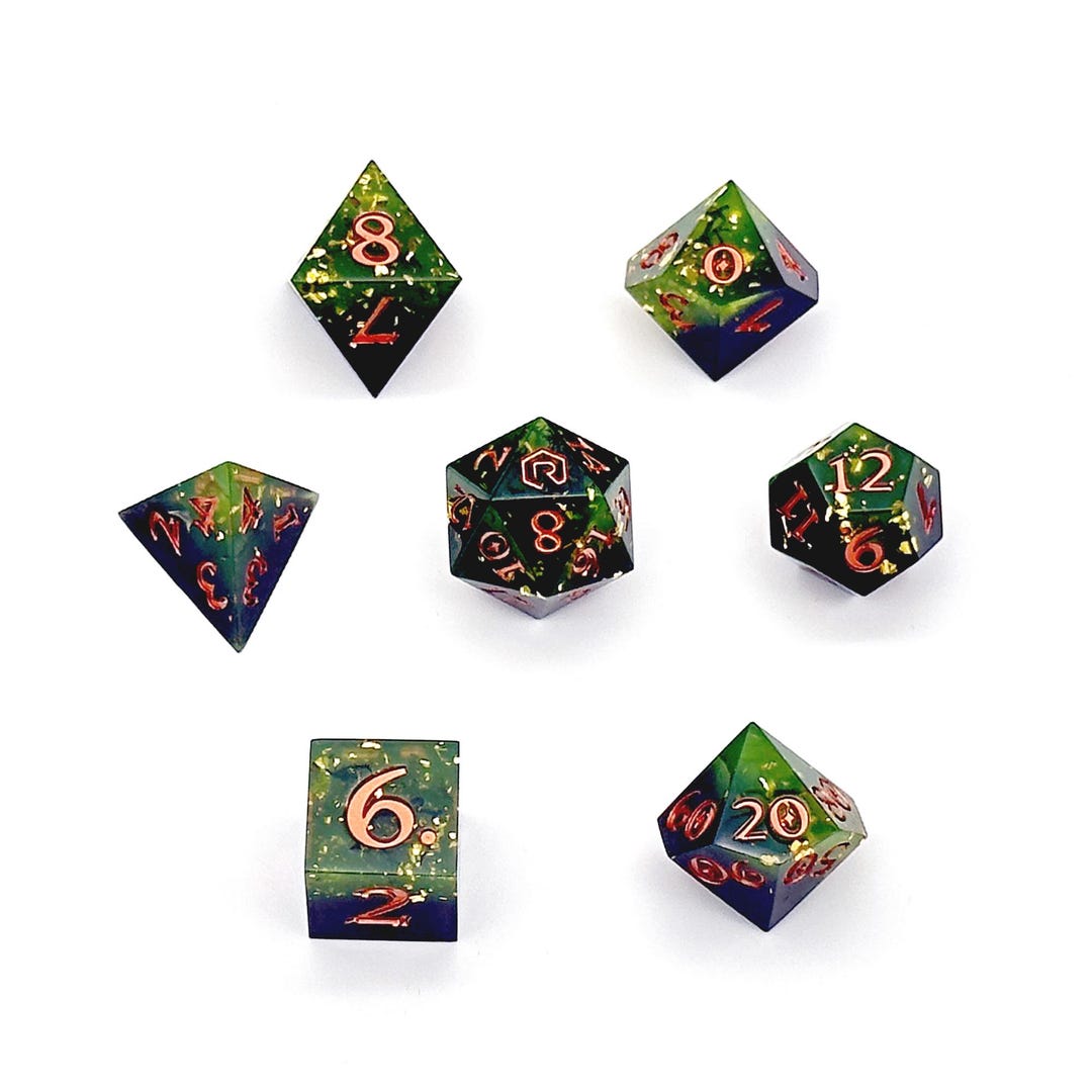Bog Witch Custom Sharp Edge Resin 7pc Dice Set - Etsy