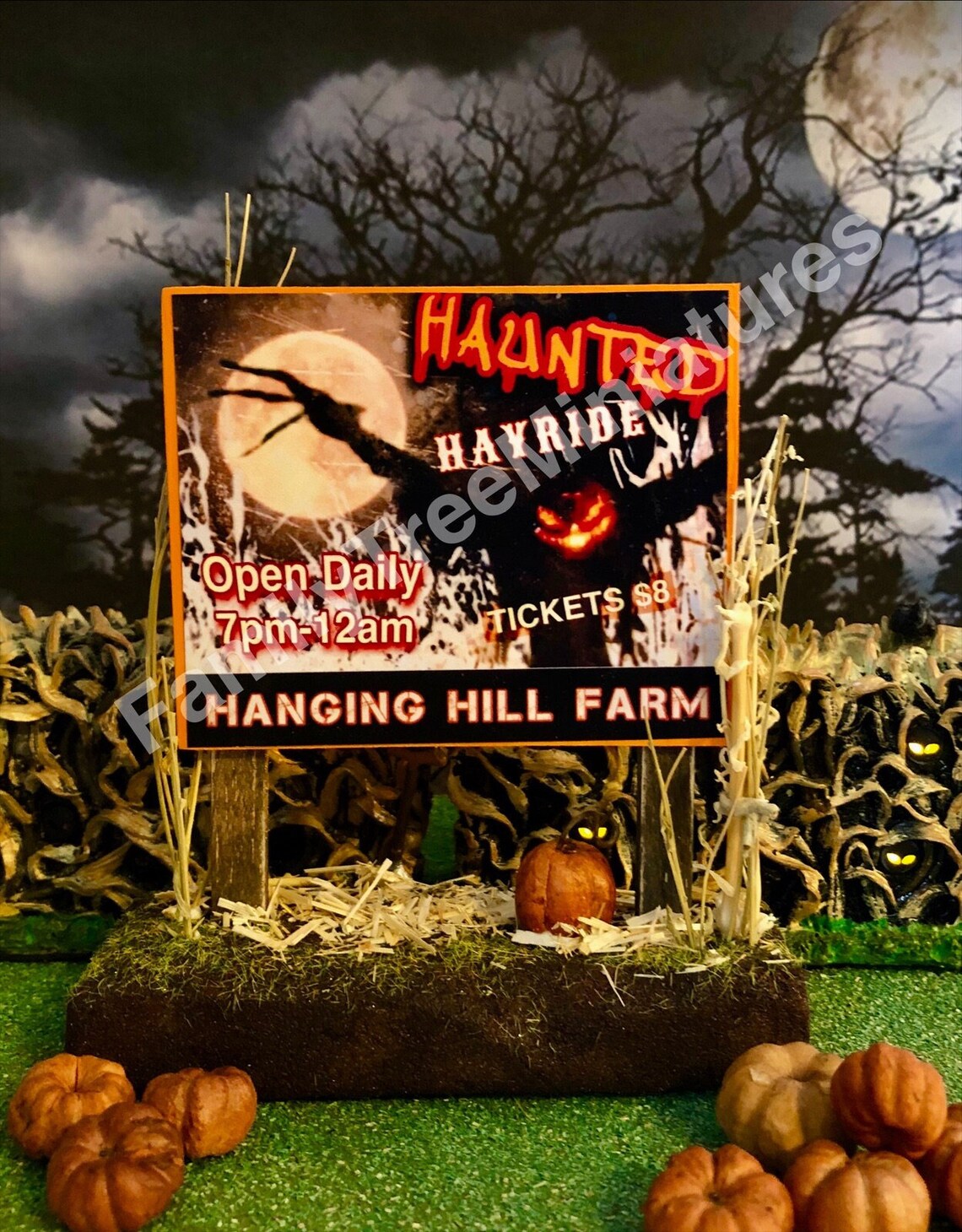 Miniature Halloween Haunted Hayride Billboard/ Sign - Etsy