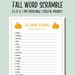 Fall Word Scramble Game | Autumn Fun Printable Game | Fall Kids ...
