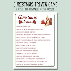 Christmas Trivia Game | Christmas Printable Games | Christmas Party ...