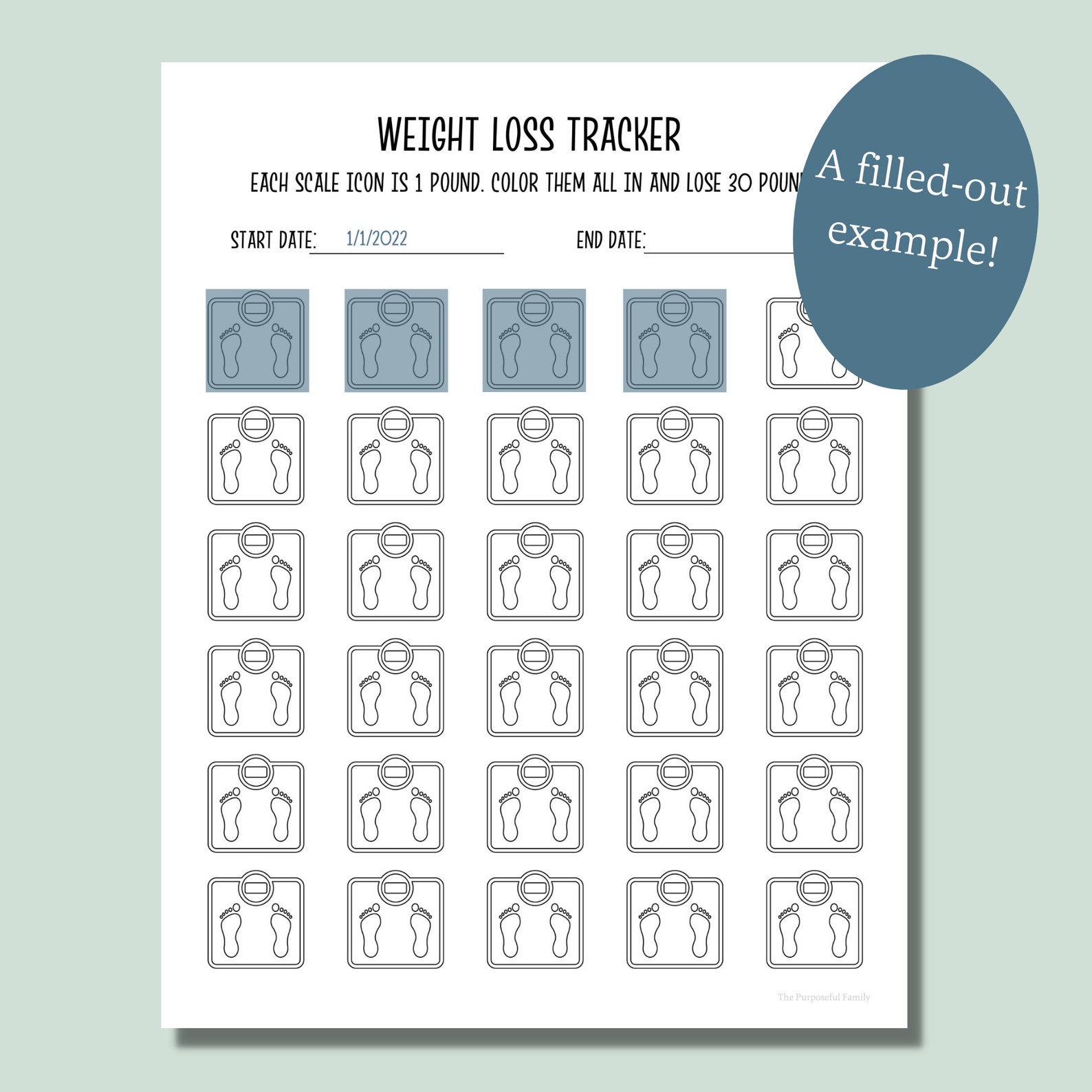Weight Loss Tracker Printable | Weight Loss Goal Tracker | Weight Loss ...