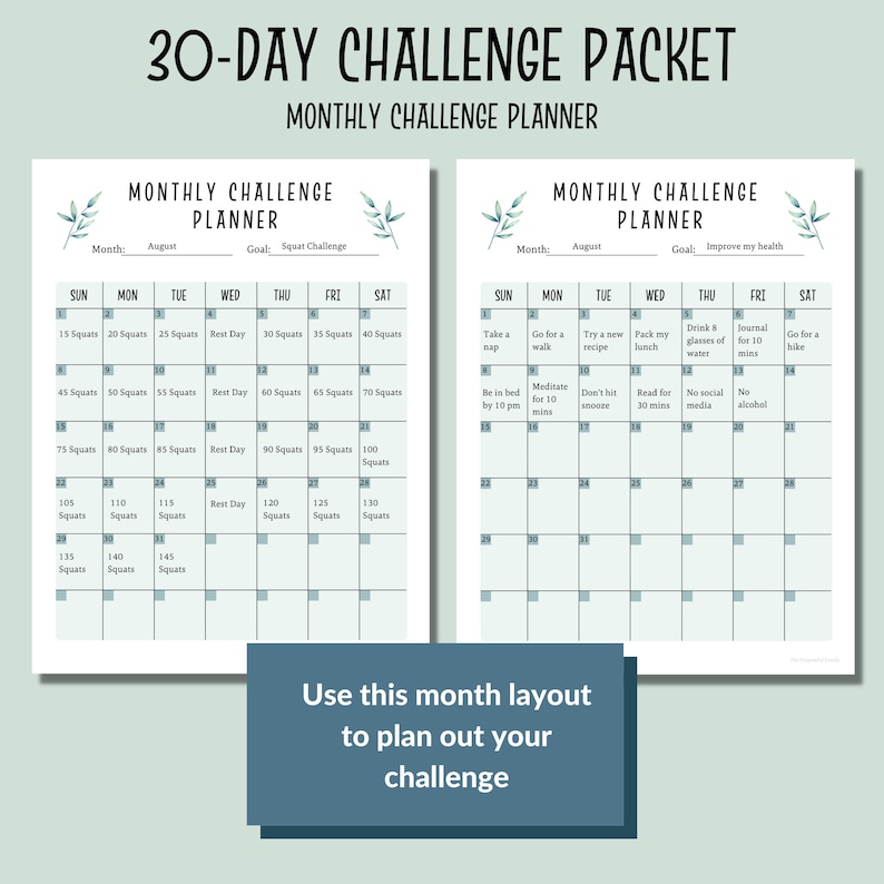 30 Day Challenge Tracker Printable Packet | PDF Habit Tracker | Goal ...