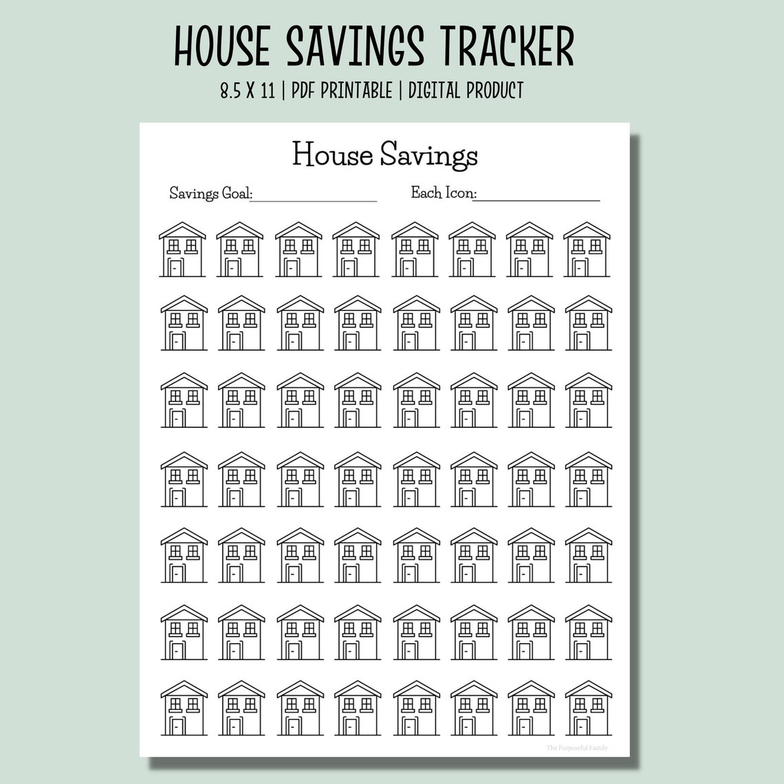 House Savings Tracker Printable House Fund PDF Tracker | Etsy