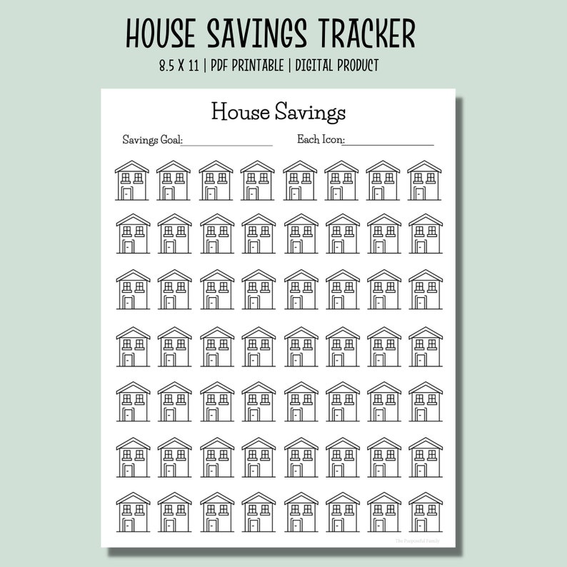 House Savings Tracker Printable | House Fund PDF Tracker | Home Down ...