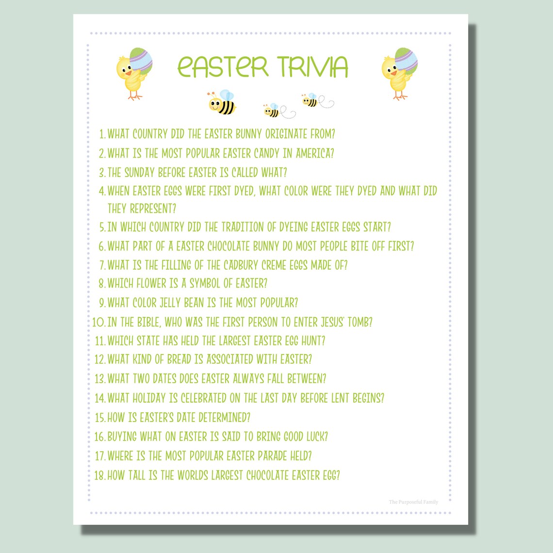 Easter Trivia Game | Easter Printable Games | Easter Activity | Fun ...