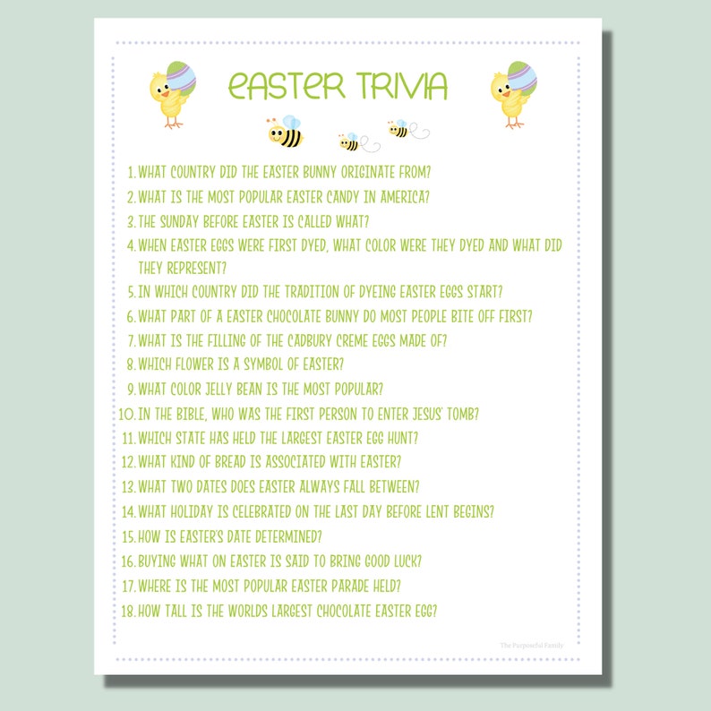 Easter Trivia Game | Easter Printable Games | Easter Activity | Fun ...