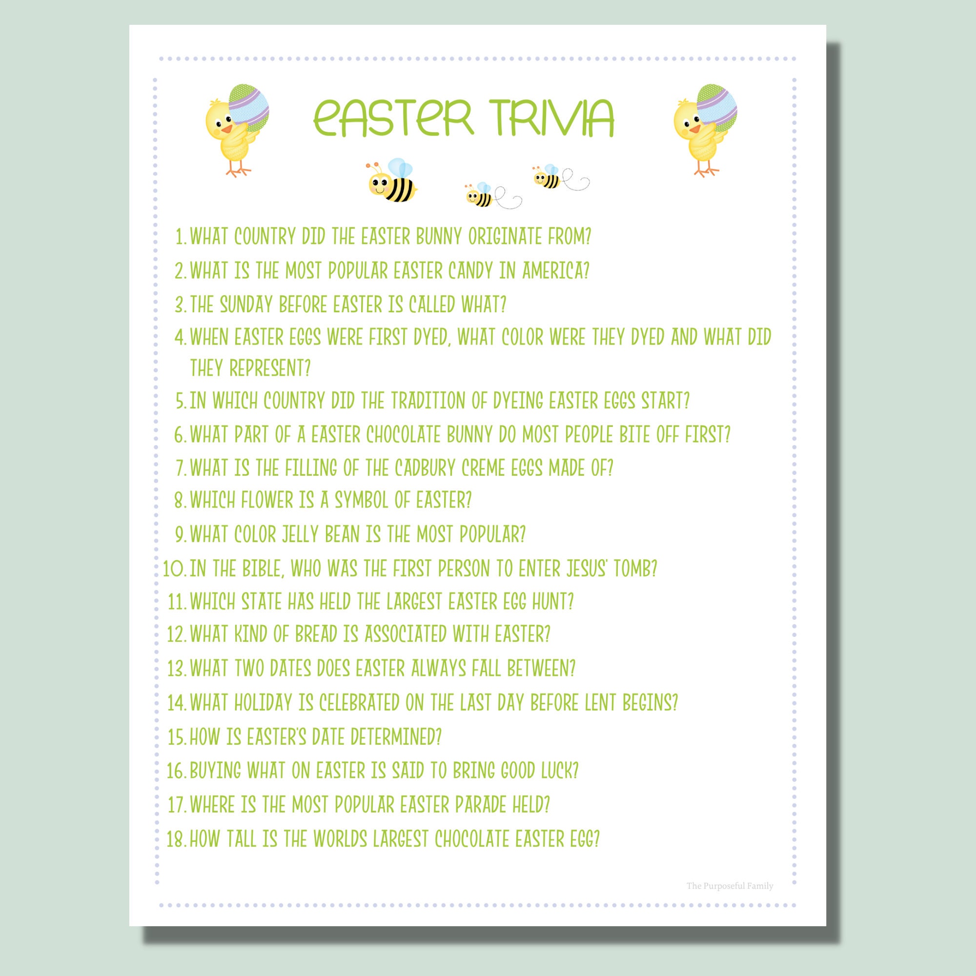 Easter Trivia Game | Easter Printable Games | Easter Activity | Fun ...