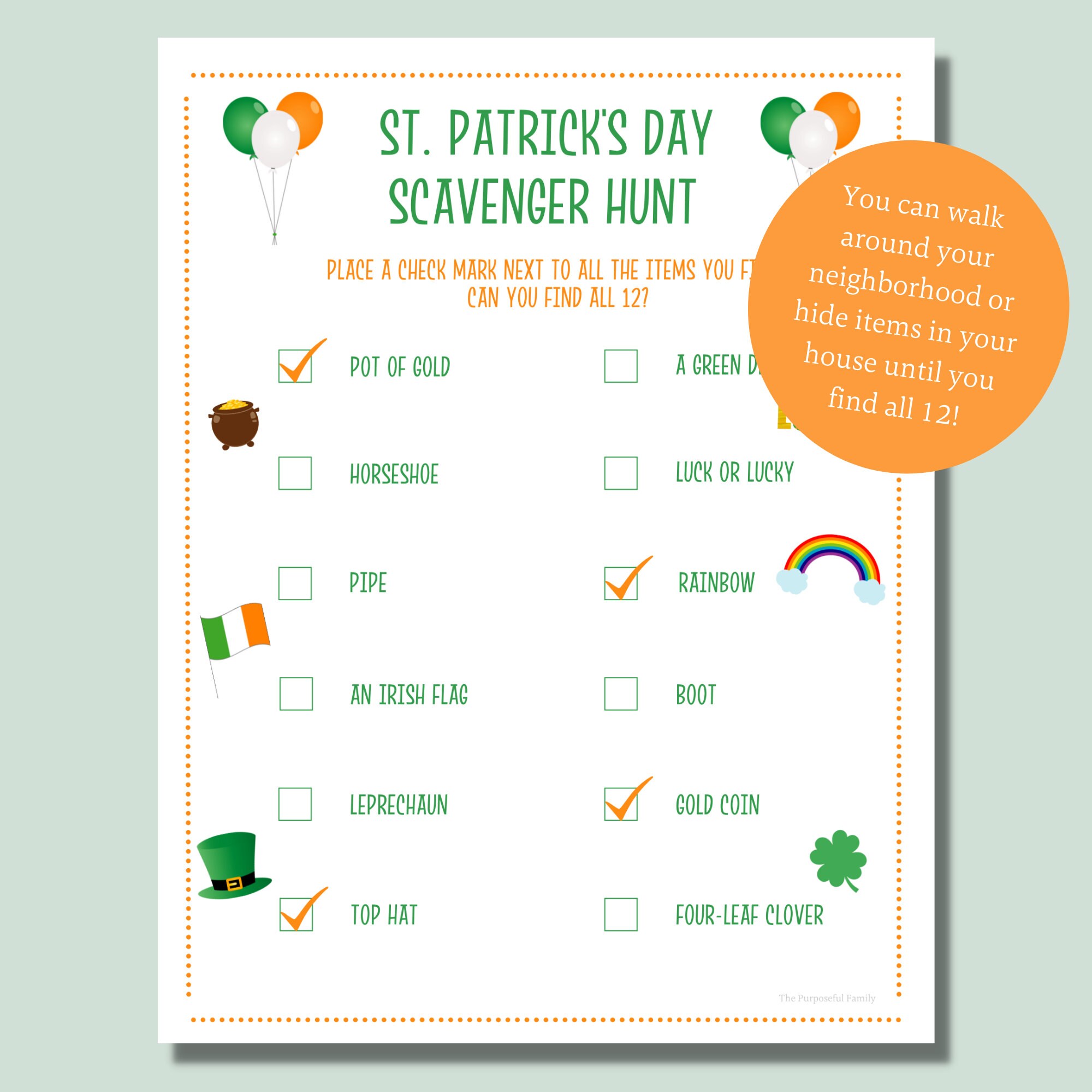 St Patrick’s Day Scavenger Hunt for Kids | St Paddy’s Day Kids Activity ...