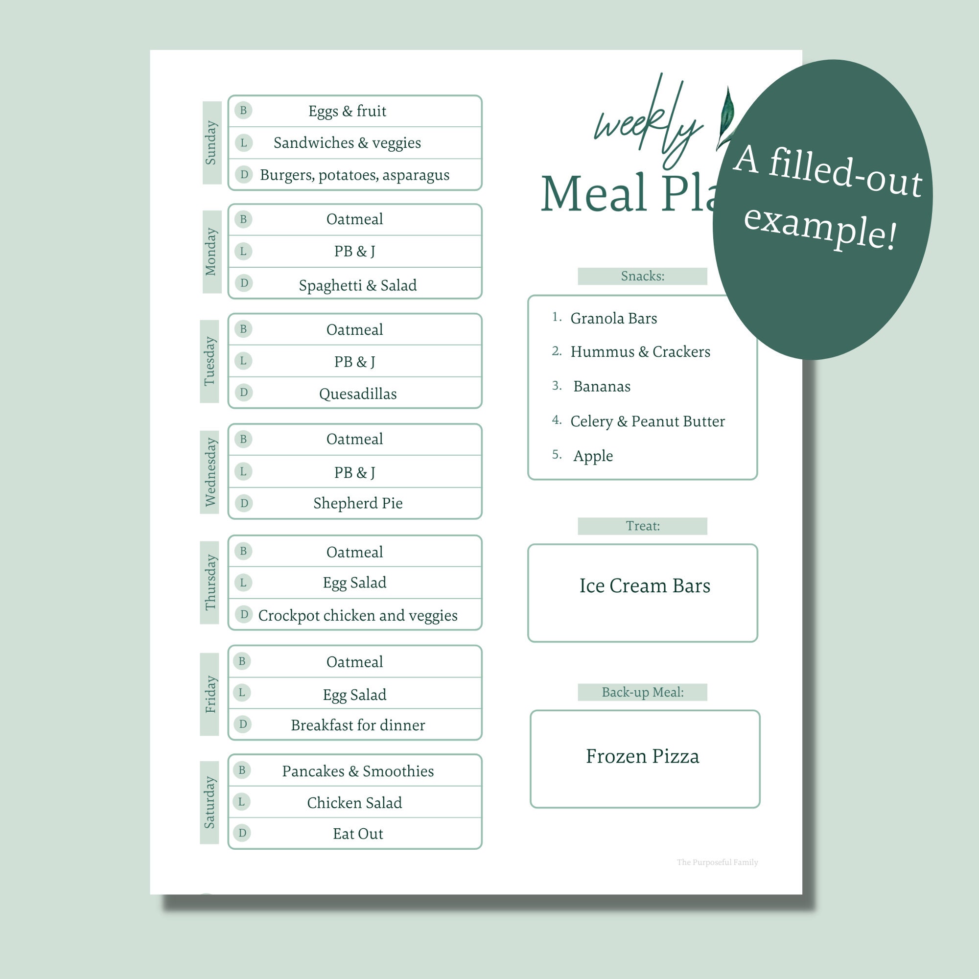 Weekly Meal Planner & Grocery List Printable PDF | Menu Planner | Meal ...