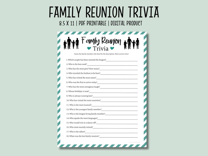 Family Reunion Trivia Game | Family Reunion Activity | Family Gathering ...
